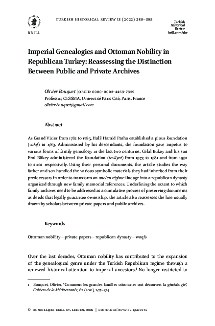 (PDF) Imperial Genealogies and Ottoman Nobility in Republican Turkey ...