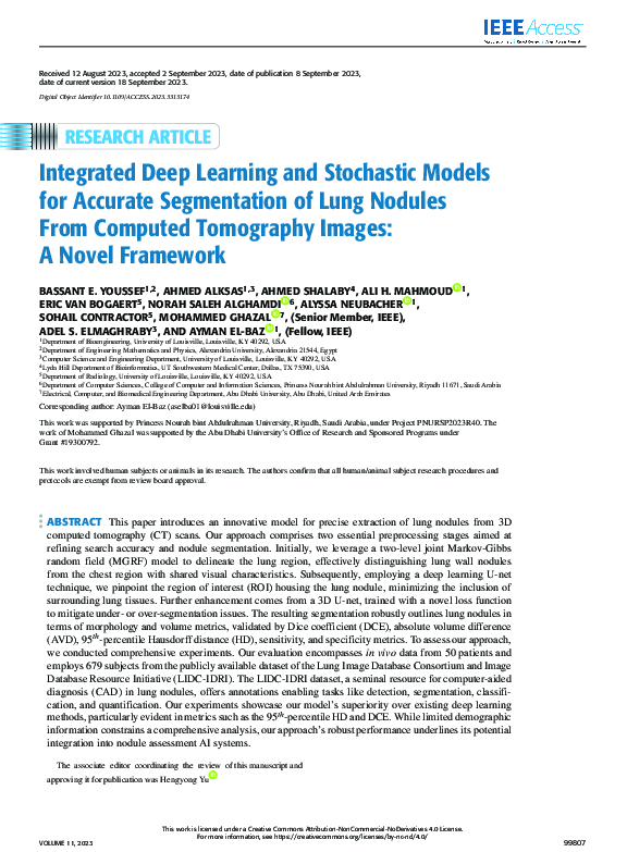 Pdf Integrated Deep Learning And Stochastic Models For Accurate Segmentation Of Lung Nodules