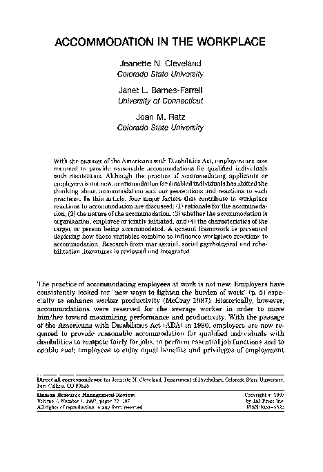 (PDF) Accommodation in the workplace