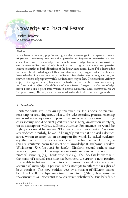 (PDF) Knowledge and Practical Reason