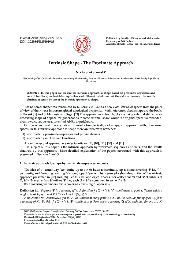 (PDF) Intrinsic shape - the proximate approach
