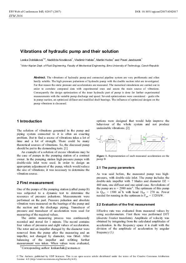 (PDF) Vibrations of hydraulic pump and their solution