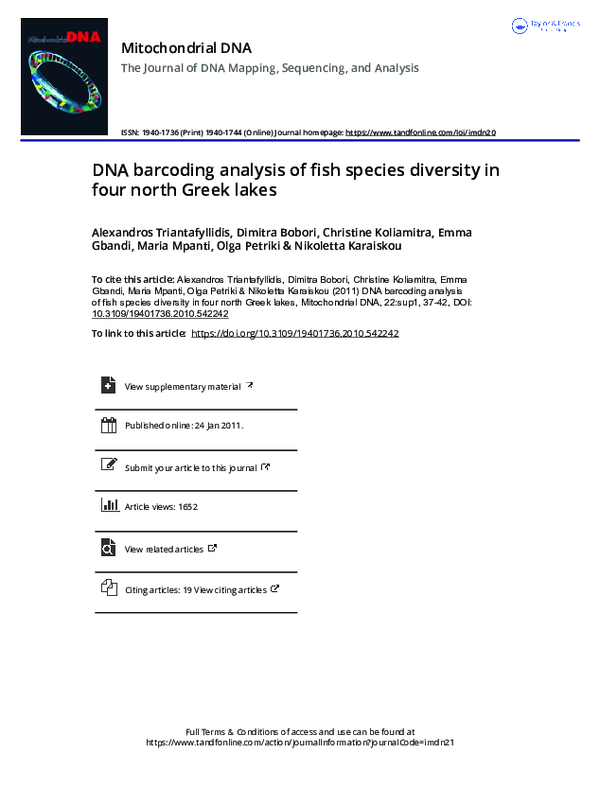 (PDF) DNA barcoding analysis of fish species diversity in four north ...