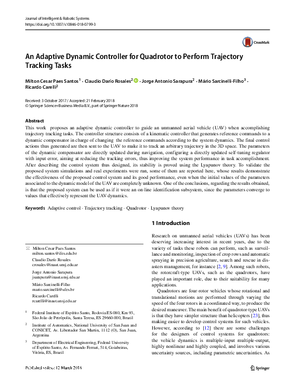 (PDF) An Adaptive Dynamic Controller for Quadrotor to Perform ...