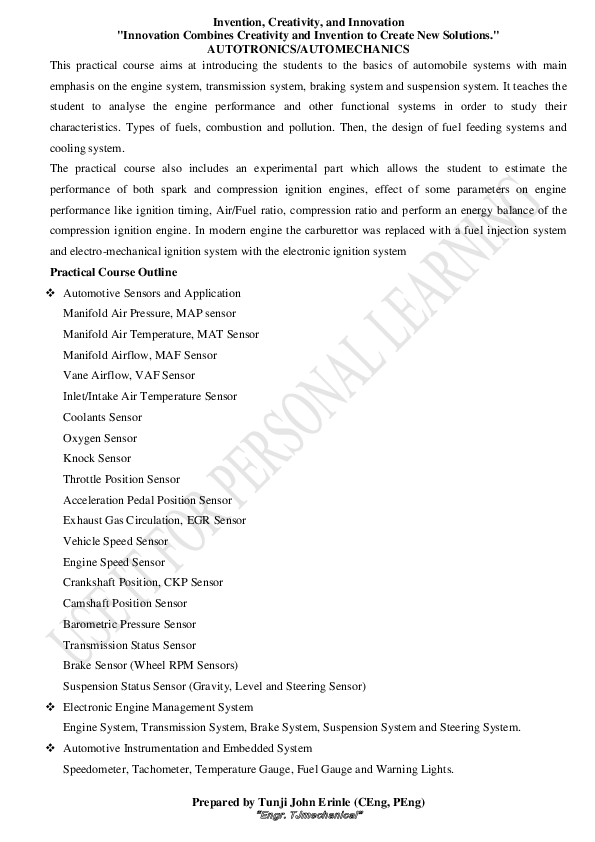 (PDF) Practical Manual on Autotronics