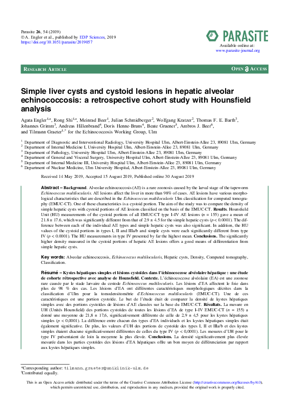 (PDF) Simple liver cysts and cystoid lesions in hepatic alveolar ...