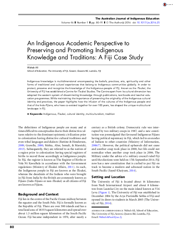 (PDF) An Indigenous Academic Perspective to Preserving and Promoting Indigenous Knowledge and ...