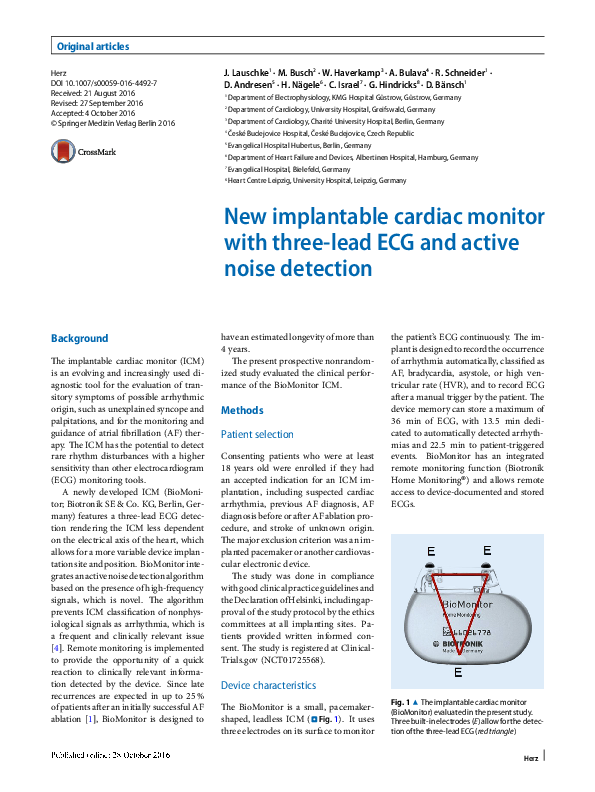 (PDF) New implantable cardiac monitor with three-lead ECG and active ...