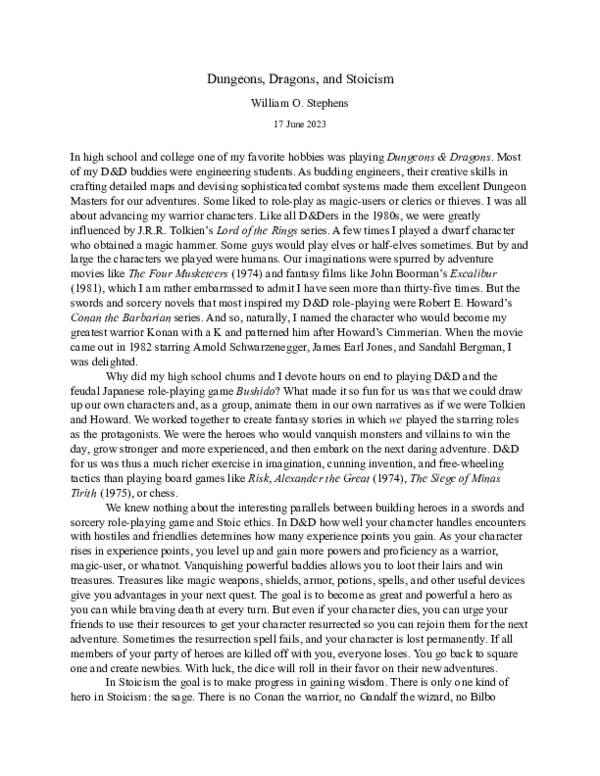 (PDF) Dungeons, Dragons, and Stoicism
