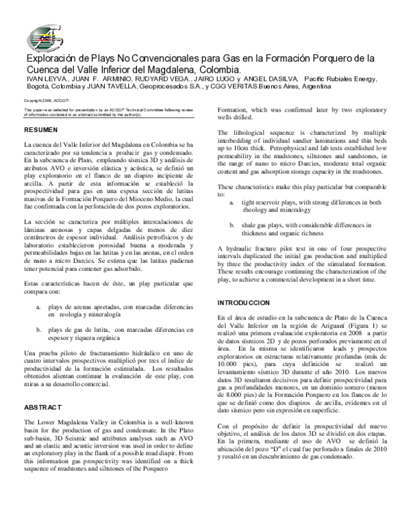 (PDF) Exploración de Plays No Convencionales para Gas en la Formación ...