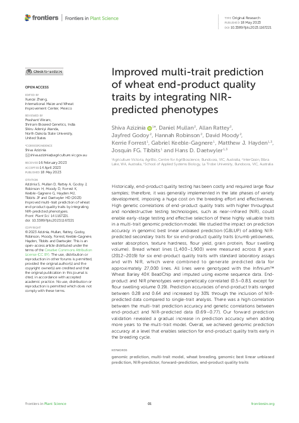 (PDF) Improved multi-trait prediction of wheat end-product quality traits by integrating NIR ...