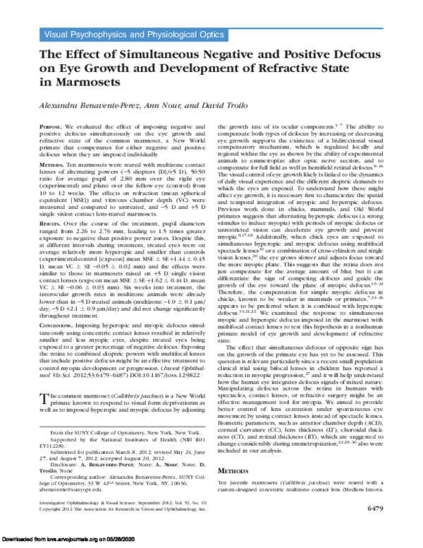 (PDF) The Effect of Simultaneous Negative and Positive Defocus on Eye ...