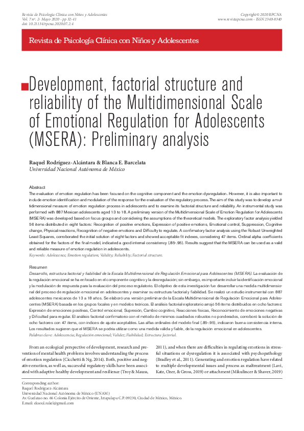(PDF) Development, factorial structure and reliability of the Multidimensional Scale of ...