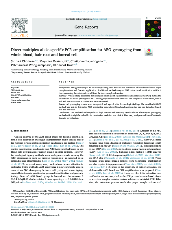 (PDF) Direct multiplex allele-specific PCR amplification for ABO ...