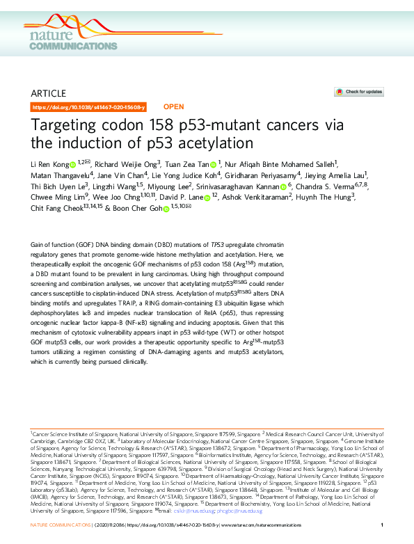 (PDF) Targeting codon 158 p53-mutant cancers via the induction of p53 acetylation