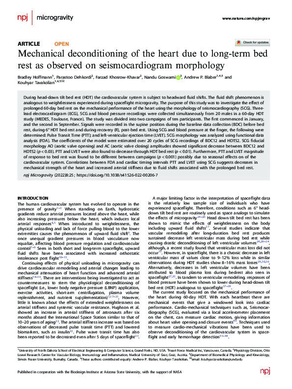 (PDF) Mechanical deconditioning of the heart due to long-term bed rest ...
