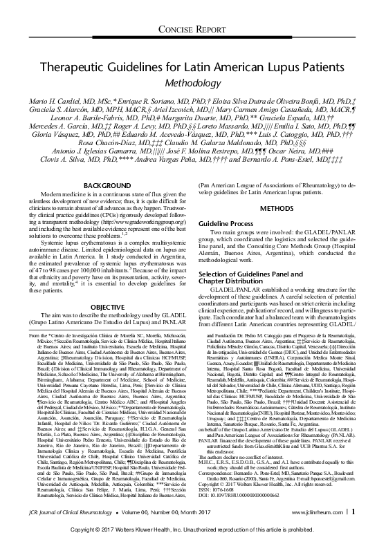 (PDF) Therapeutic Guidelines for Latin American Lupus Patients