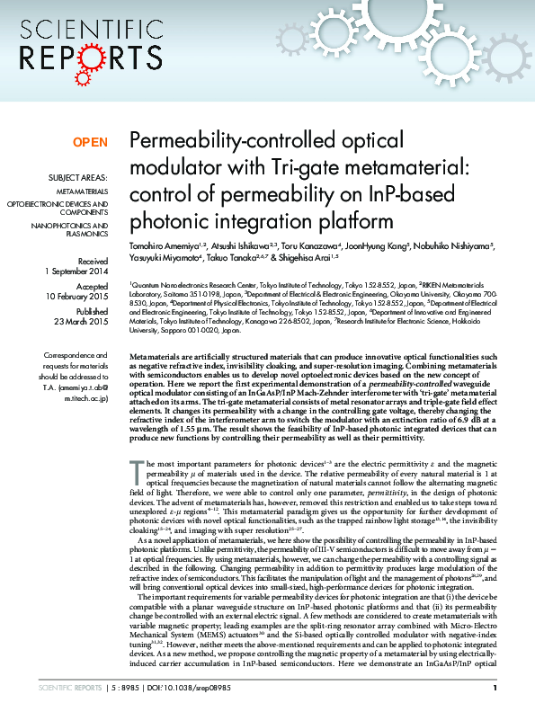 (PDF) Permeability-controlled optical modulator with Tri-gate ...