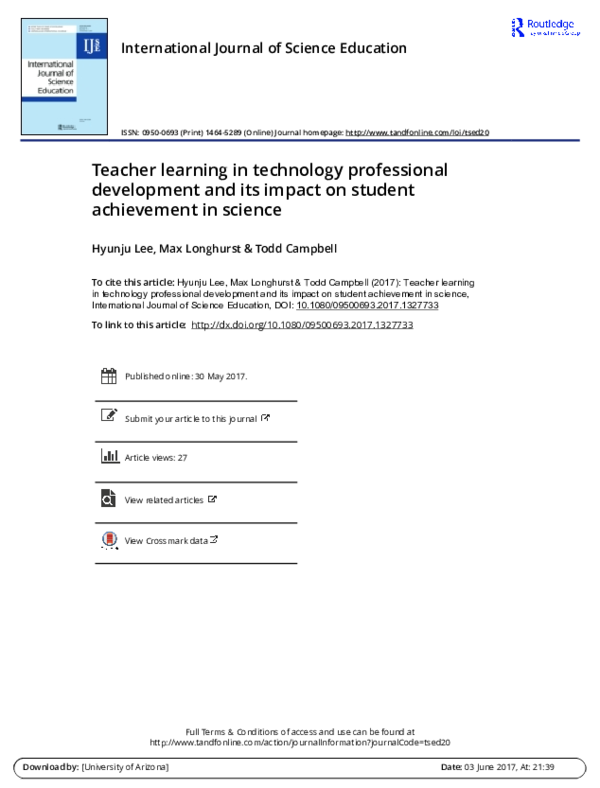 (PDF) Teacher learning in technology professional development and its impact on student ...