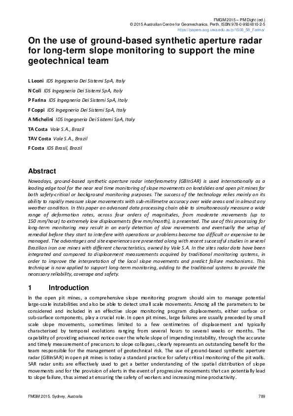 (PDF) On the use of ground-based synthetic aperture radar for long-term ...