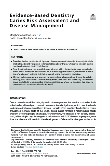 (PDF) Evidence-Based Dentistry Caries Risk Assessment and Disease Management