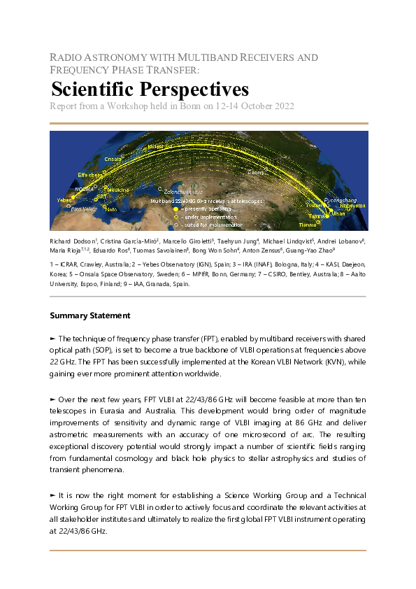 (PDF) Radio Astronomy with Multiband Receivers and Frequency Phase Transfer: Scientific Perspectives