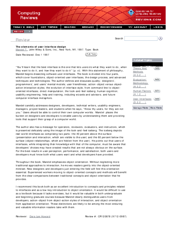 (PDF) The elements of user interface design