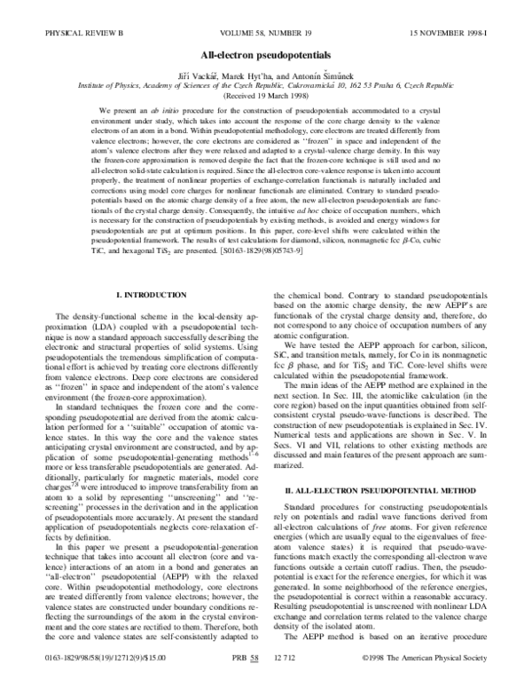 (PDF) All-electron pseudopotentials