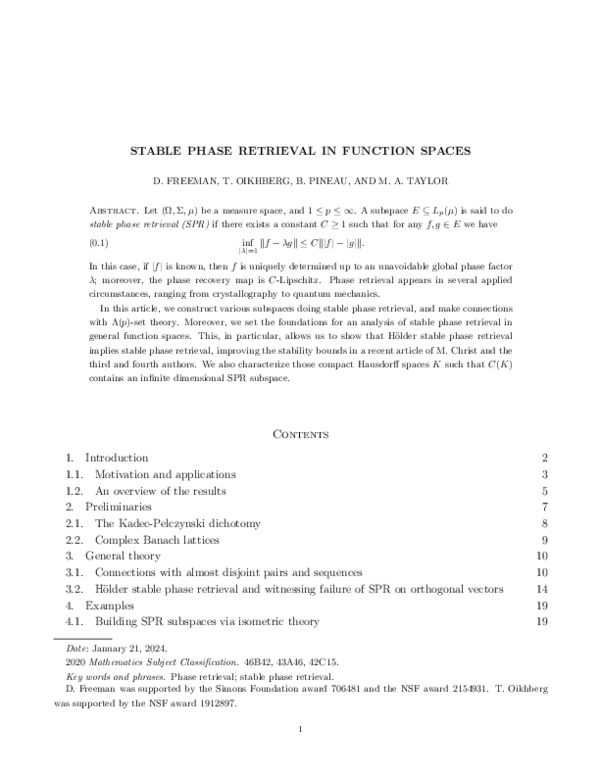 (PDF) Stable phase retrieval in function spaces