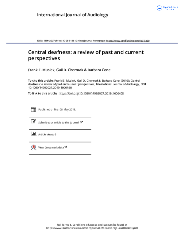 (PDF) Central deafness: a review of past and current perspectives