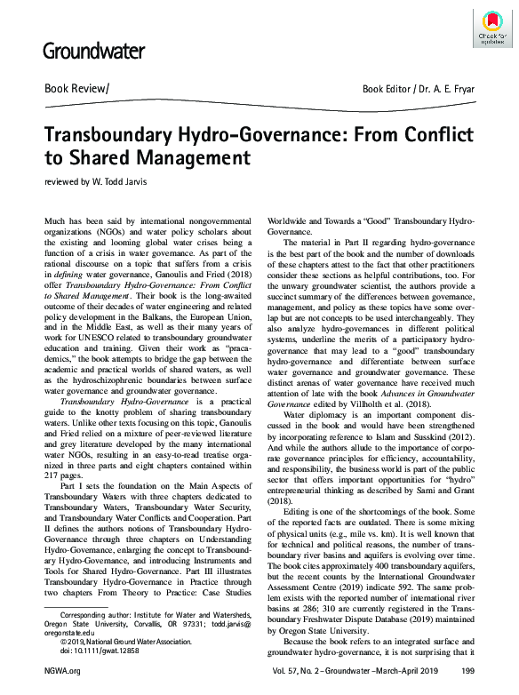 (PDF) Transboundary Hydro-Governance: From Conflict to Shared Management