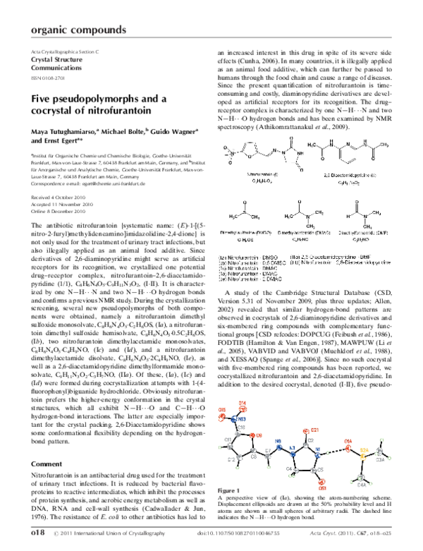 (PDF) Five pseudopolymorphs and a cocrystal of nitrofurantoin