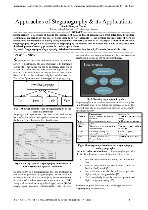 (PDF) Approaches of Steganography & its Applications