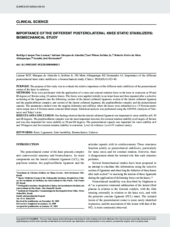 (PDF) Importance of the different posterolateral knee static ...