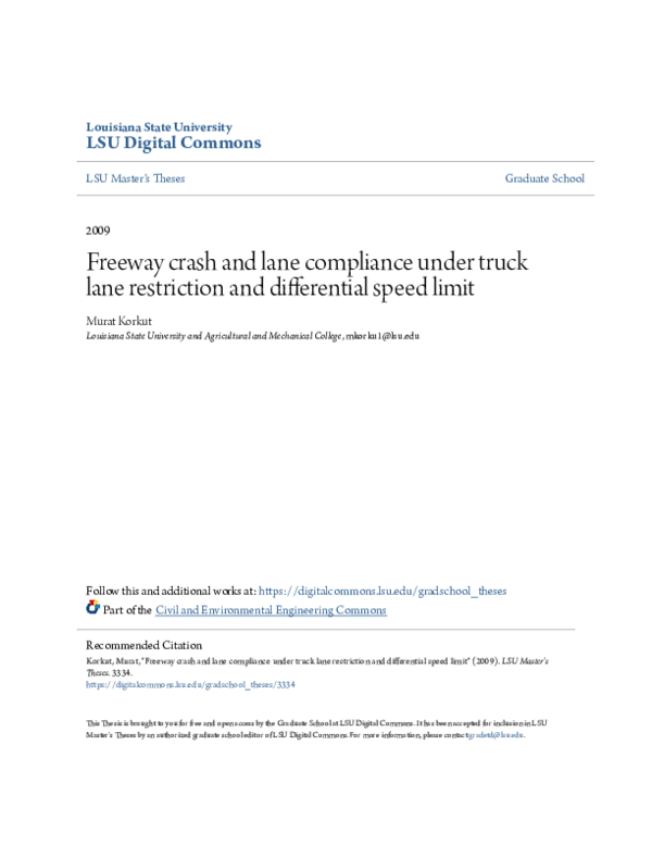 (PDF) Freeway crash and lane compliance under truck lane restriction ...