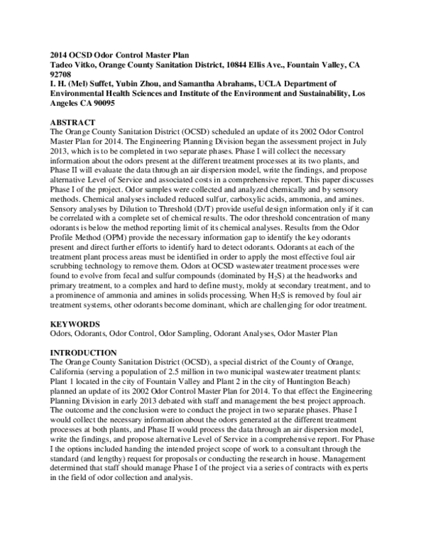 (PDF) 2014 OCSD Odor Control Master Plan