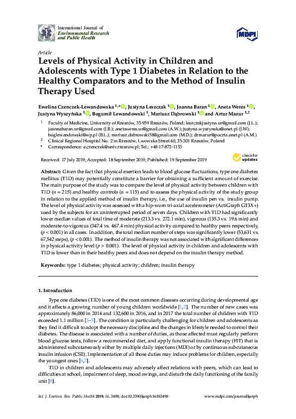 (PDF) Levels of Physical Activity in Children and Adolescents in ...
