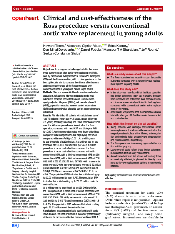 (PDF) Clinical and cost-effectiveness of the Ross procedure versus ...