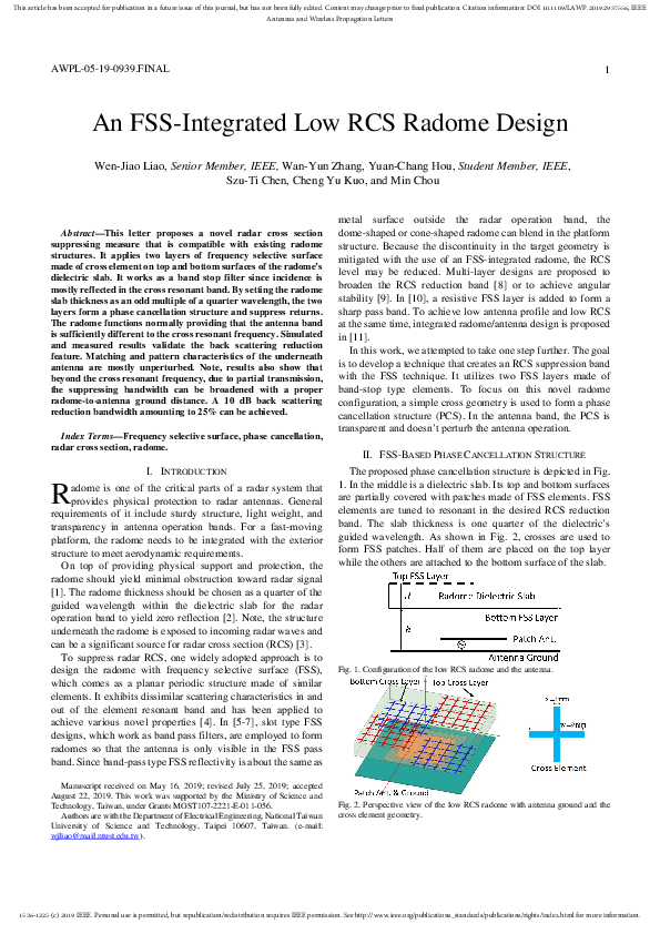(PDF) An FSS-Integrated Low-RCS Radome Design