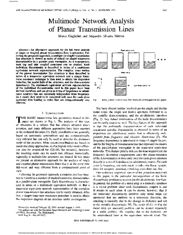 (PDF) Multimode network analysis of planar transmission lines | marco ...