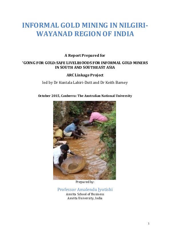 (PDF) Informal gold mining in nilgiri-wayanad region of india