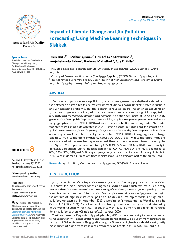 (PDF) Impact of Climate Change and Air Pollution Forecasting Using ...