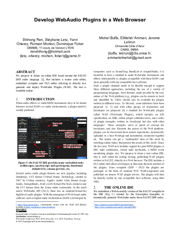 (PDF) Develop WebAudio Plugins in a Web Browser
