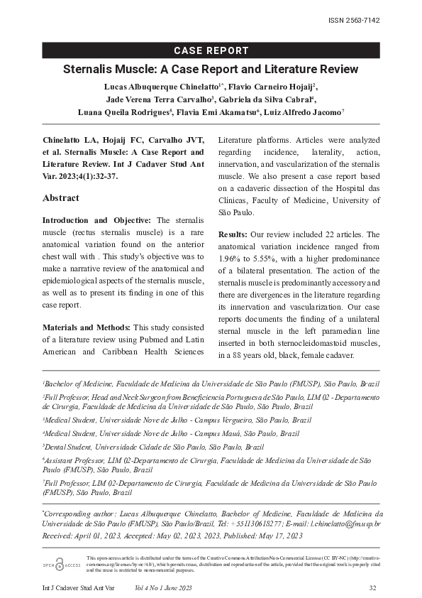 (PDF) Sternalis Muscle: A Case Report and Literature Review