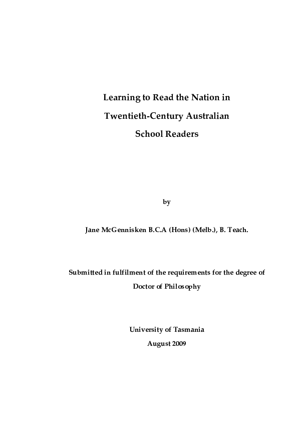 (PDF) Learning to read the nation in twentieth‐century Australian ...