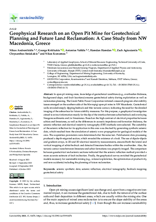 (PDF) Geophysical Research on an Open Pit Mine for Geotechnical Planning and Future Land ...