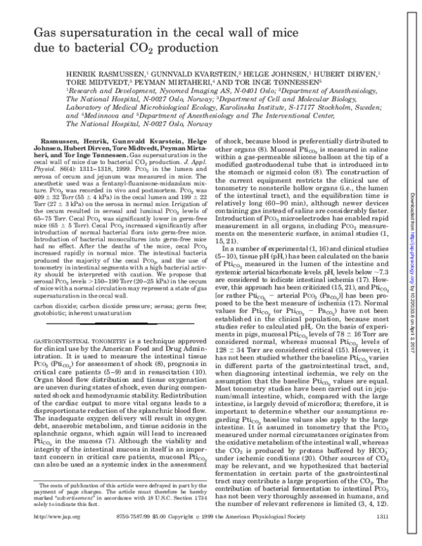 (PDF) Gas supersaturation in the cecal wall of mice due to bacterial ...