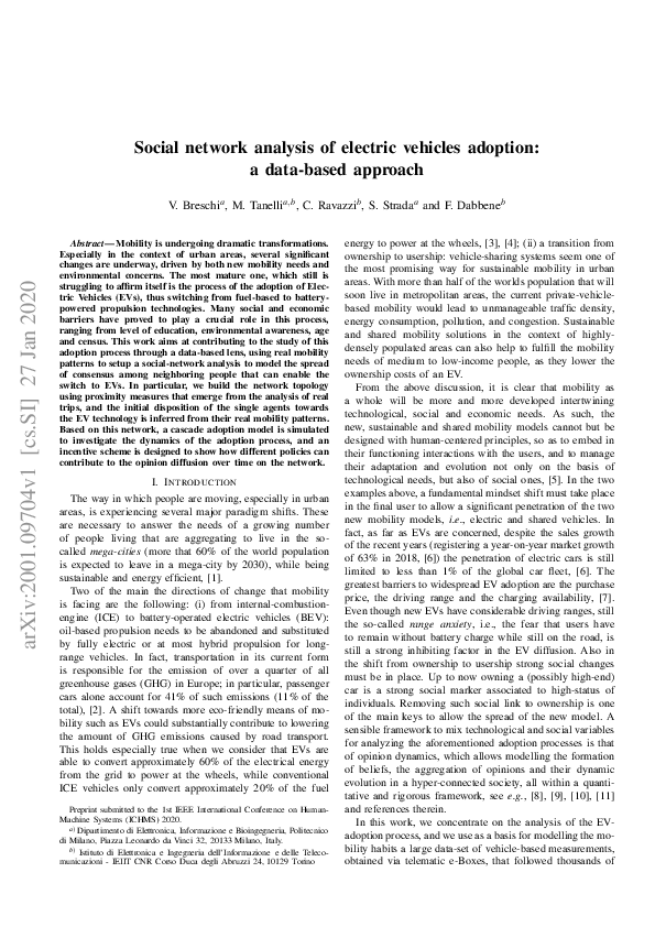 (PDF) Social network analysis of electric vehicles adoption: a data-based approach