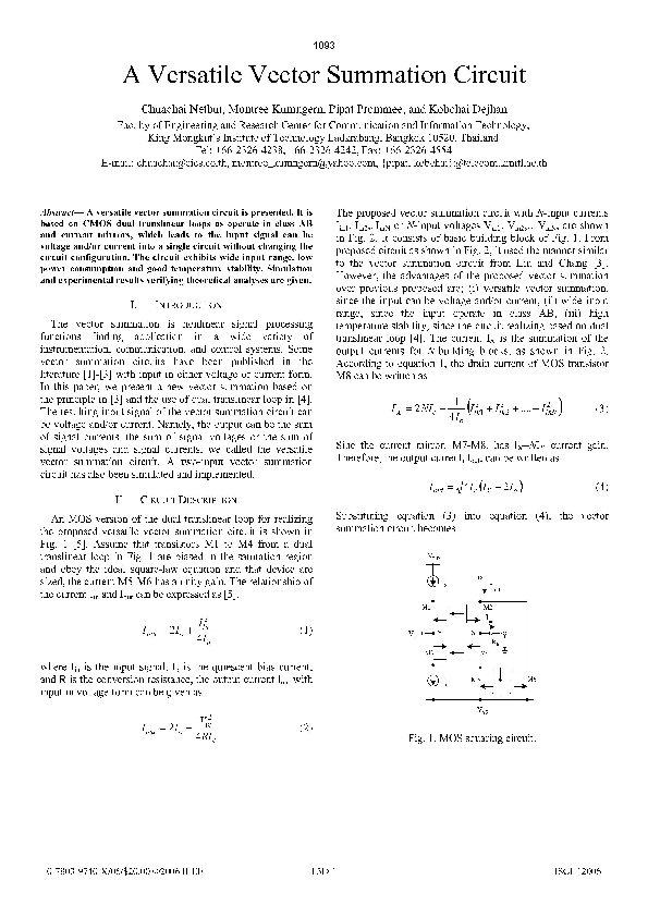 (PDF) A Versatile Vector Summation Circuit