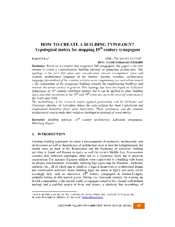 (PDF) HOW TO CREATE A BUILDING TYPOLOGY? Typological matrix for mapping ...